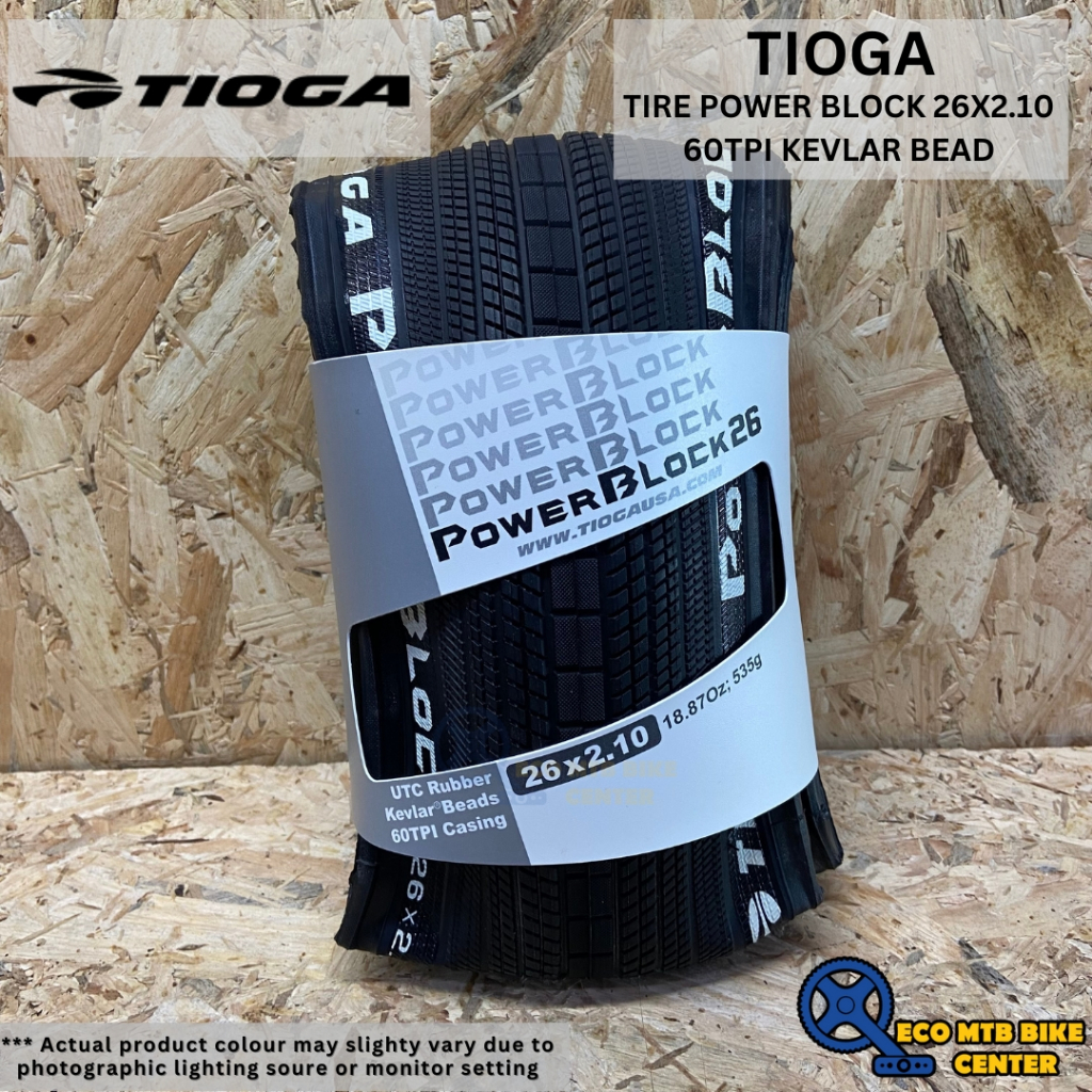 TIOGA TIRE POWERBLOCK 26X2.10 60 TPI KEVLAR BEAD | Shopee Malaysia