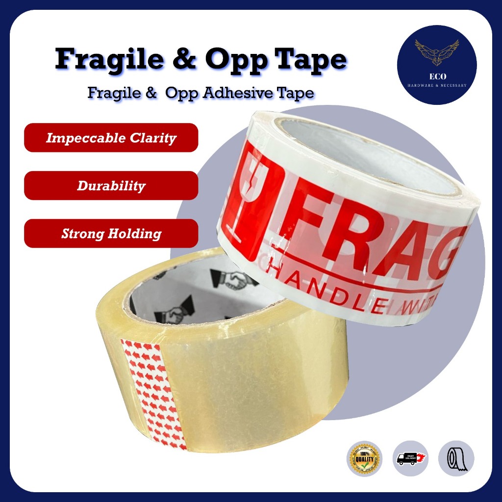 Fragile Tape OPP Tape Bopp Adhesive Tape 48mm x 80M 90Yard (Clear ...