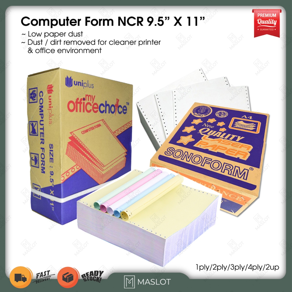Computer Form NCR Paper - 9.5" X 11" 1PL / 2PLY / 2PLY 2UP / 3PLY Color ...