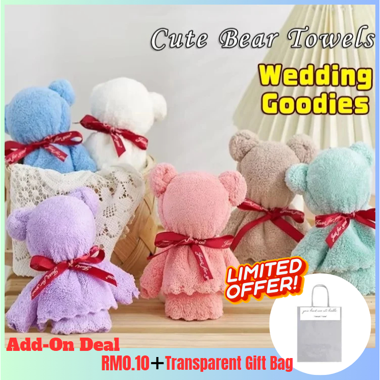 Tuala Beruang Comel Hadiah Kahwin Cute Bear Hand Towel Baby Coral ...