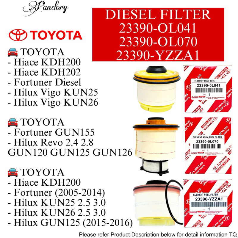 PENAPIS BAHAN BAKAR DIESEL TOYOTA DIESEL FILTER (23390-OL041)(23390 ...