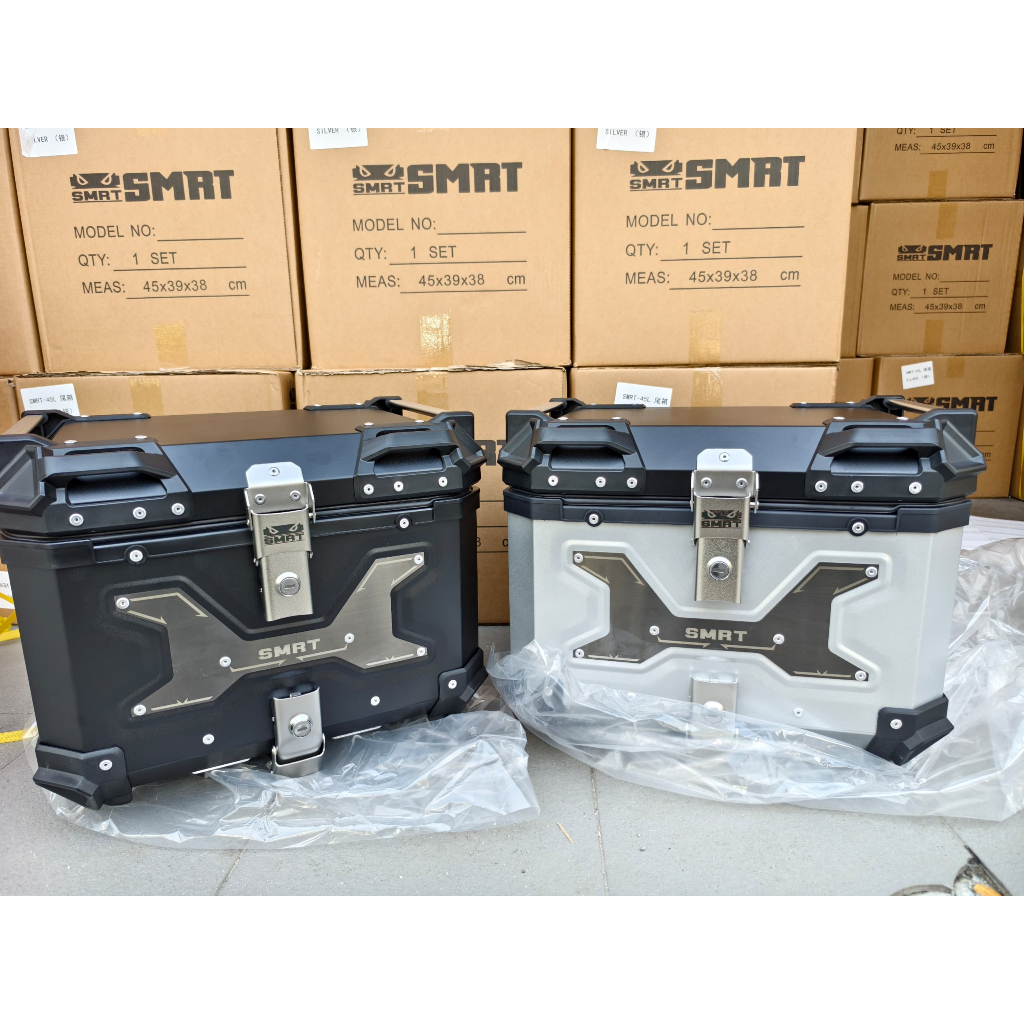 SMRT ALUMINIUM TOP BOX TANKER 45L KOTAK PETI ALUMINIUM BLACK/SILVER ...