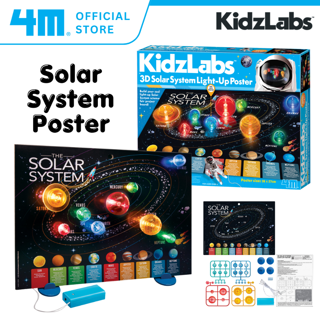4M KidzLabs - 3D Solar System Light-Up Poster - STEAM Education Toys ...