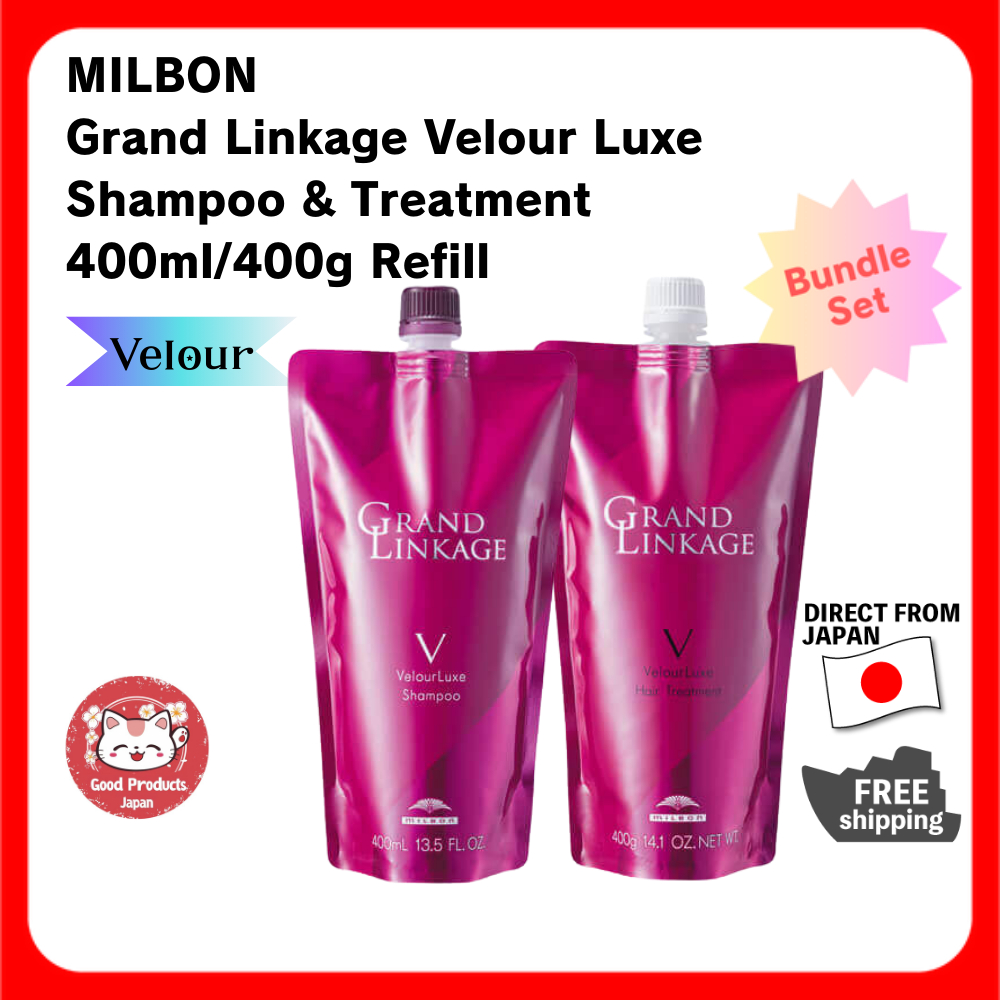 MILBON Grand Linkage Velour Luxe Shampoo & Treatment 400ml/400g Refill ...