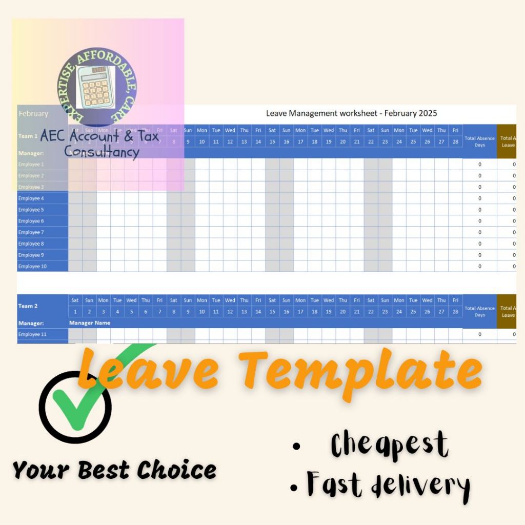 Leave Template - Annual Leave + Medical Leave Tracker Excel Template ...