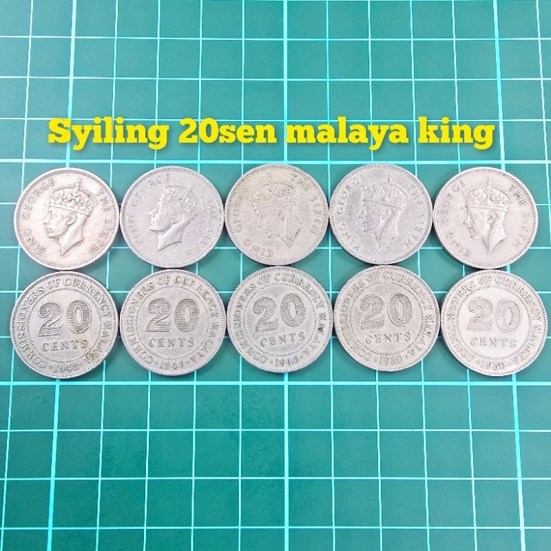 (B72) syiling 20sen malaya king duit kertas lama duit syiling lama ...