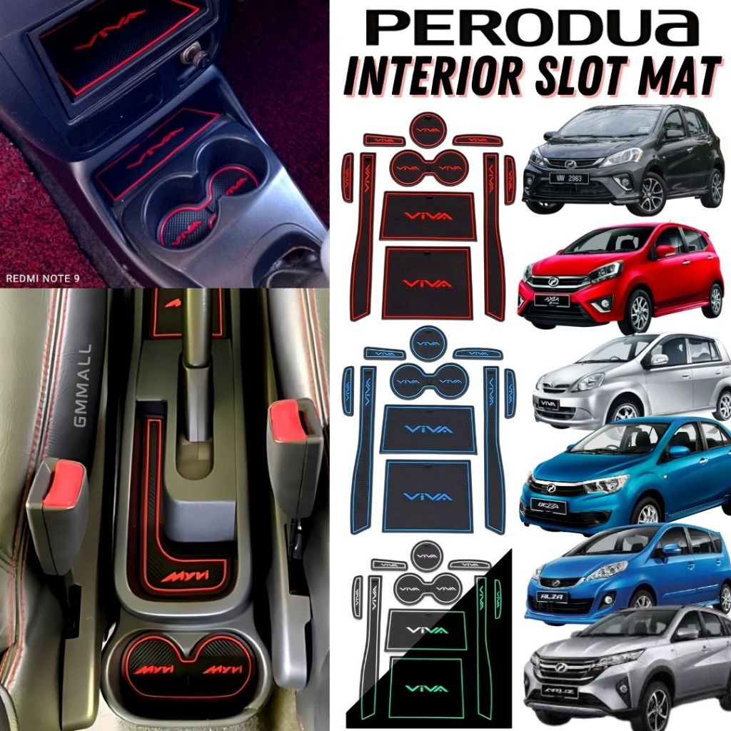 CAR INTERIOR SLOT MAT NEW PERODUA Axia Bezza Alza Aruz Viva Myvi Lagi ...