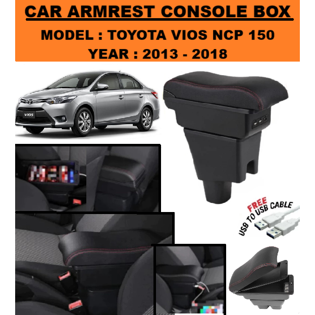 Toyota Vios Armrest USB Arm Rest Seat Console Storage Organizer Box ...
