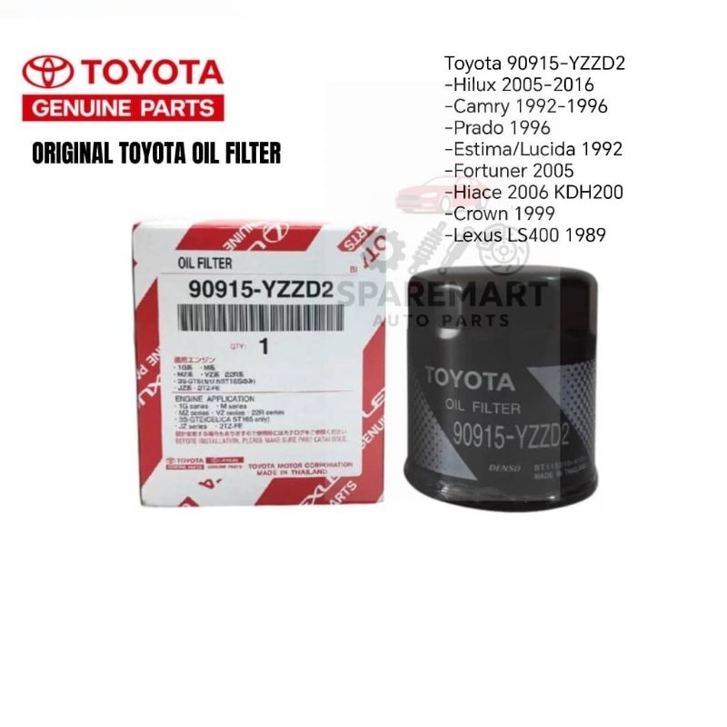 TOYOTA Original Oil Filter 90915-YZZD2 INNOVA HILUX HARRIER FORTUNER ...