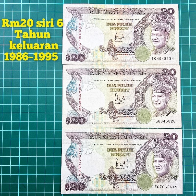 (A287) Rm20 siri 6 duit kertas lama duit syiling lama tabung duit kertas duit Malaysia lama wang ...