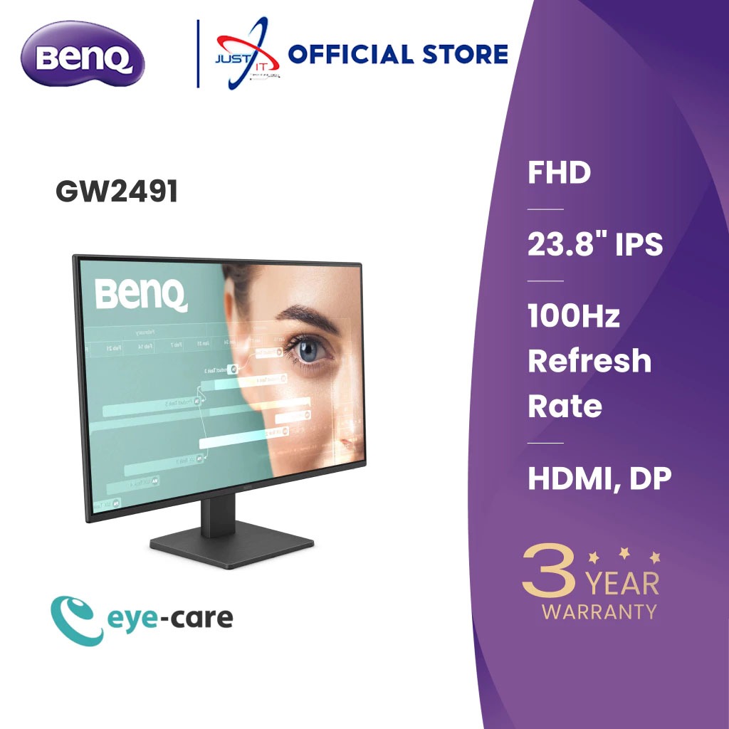 BENQ GW2491 23.8" EYE CARE MONITOR ( 23.8" IPS FHD / 5MS / 100HZ / HD ...