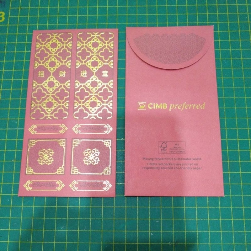 CIMB preferred ang Pao red packet 2pcs a bit dented | Shopee Malaysia