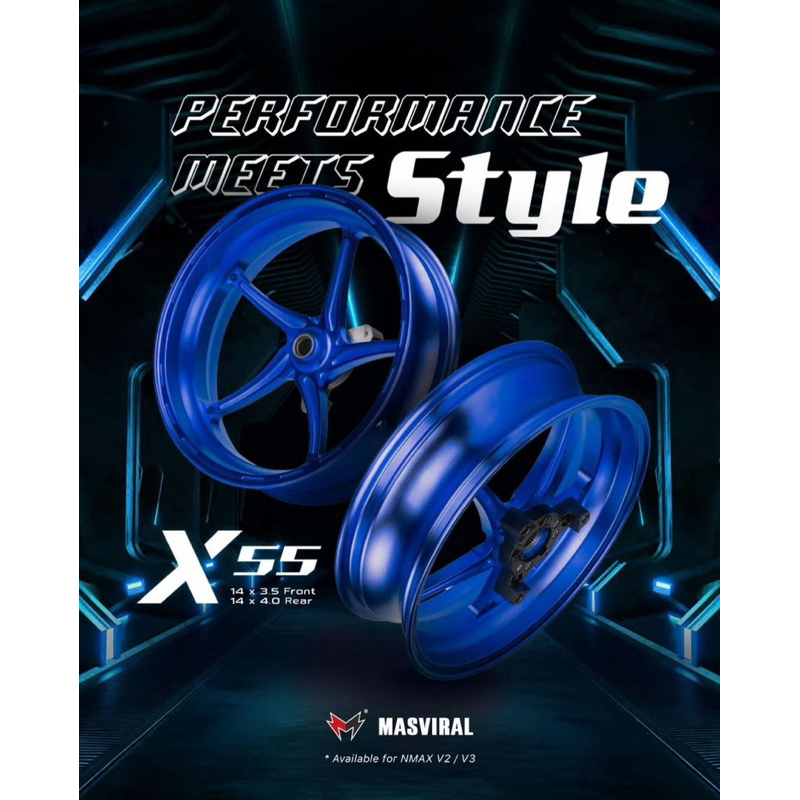 Nmax v2 / V3 14inci Rim Masviral X55 CNC Racing Sport Rim （Front-3.5 ...