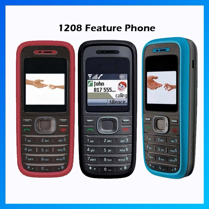 100%Original 1208 Feature Mobile Phone Single SIM 4G Keypad Basic Phone ...