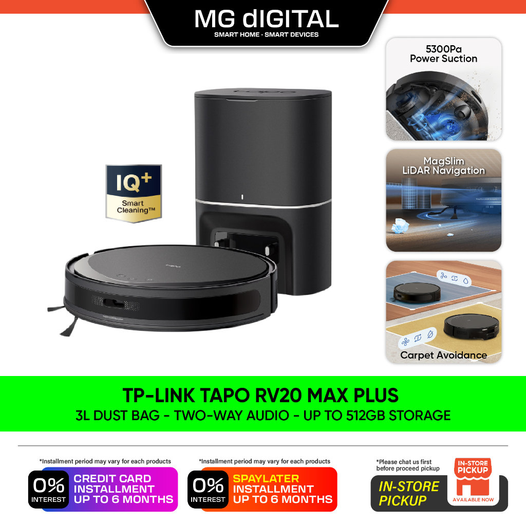 TP-Link Tapo RV20 Max Plus 5300Pa Suction MagSlim With Auto Empty Dock ...