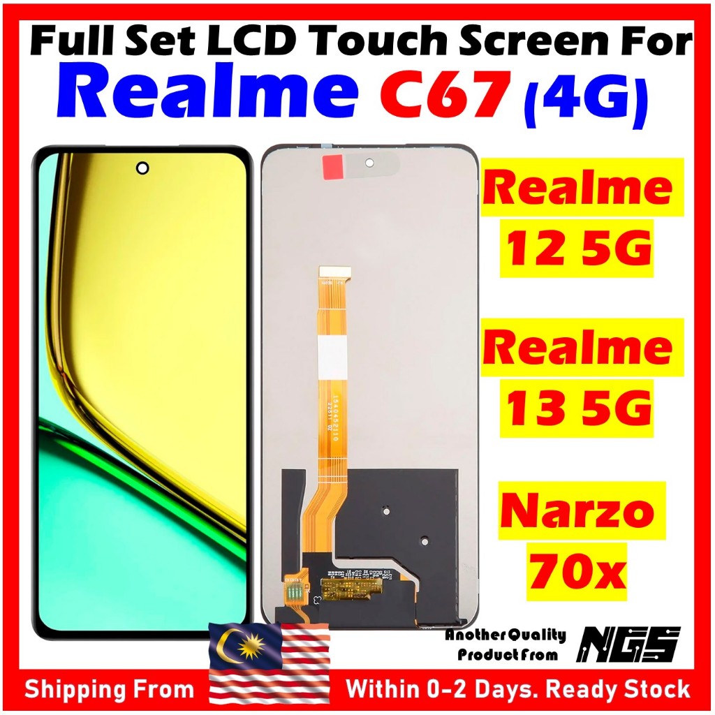 ORI NGS Brand Full Set LCD Touch Screen Compatible For REALME C67 4G / Realme 12 5G / Realme 13 ...
