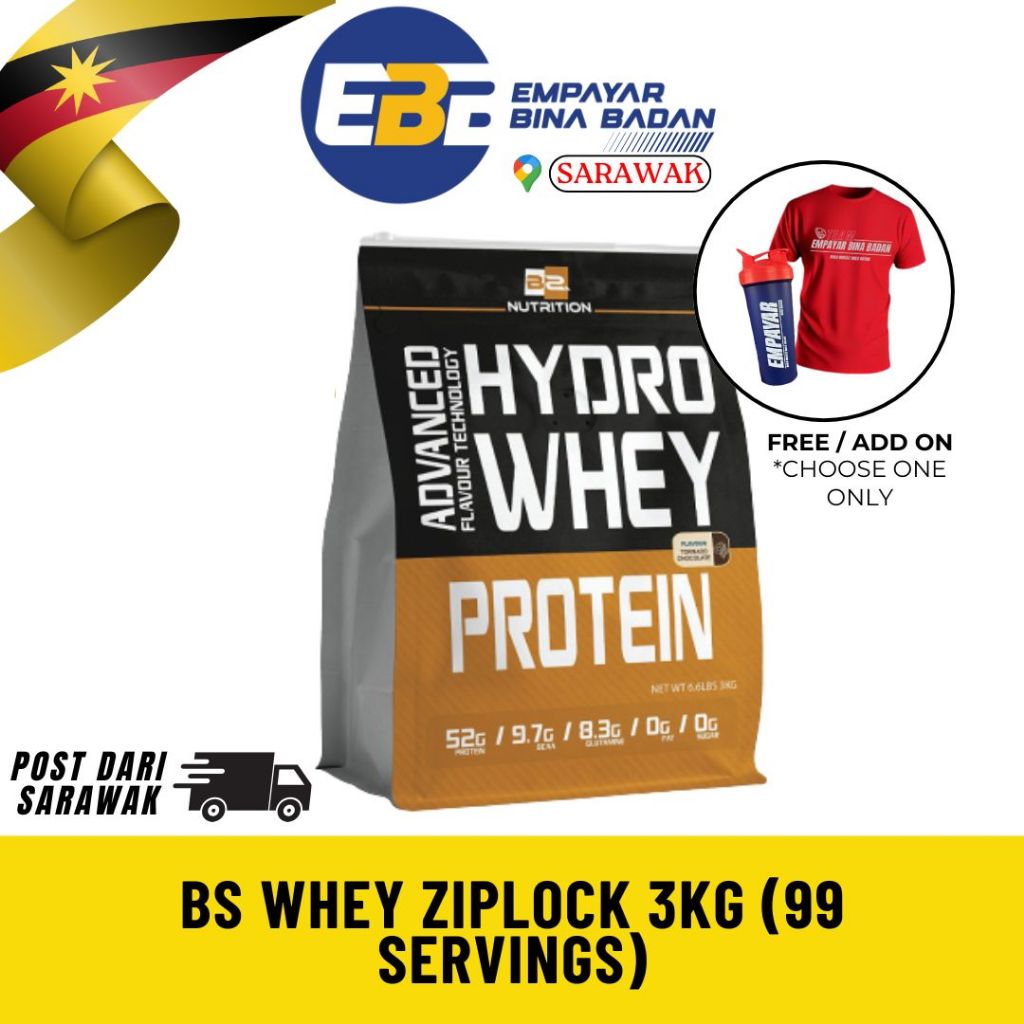 Bs Nutrition Hydrowhey Protein 3kg (99 Servings)(BAG) with Freegift ...