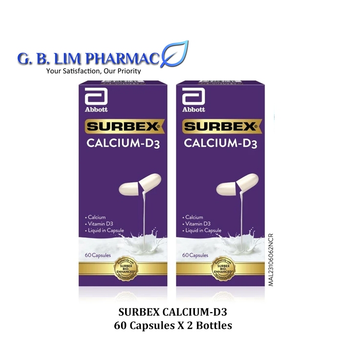 Abbott Surbex Calcium D3 60 CAPSULES ONE OR 2 BOTTLES (EXP:31-01-2026 ...