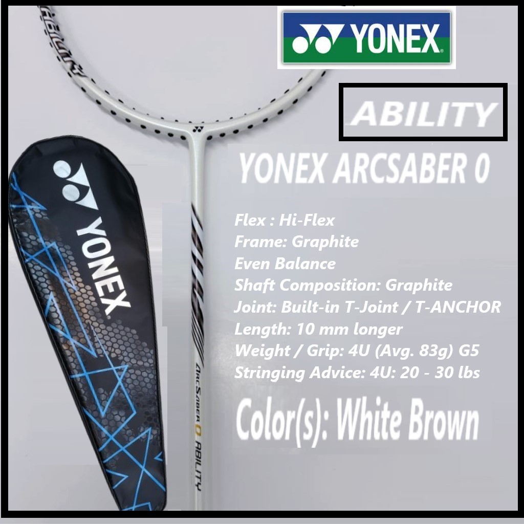 YONEX Racket Badminton Arcsaber 0 100% original Raket Yonex Badminton Rackets free Grip | Shopee ...