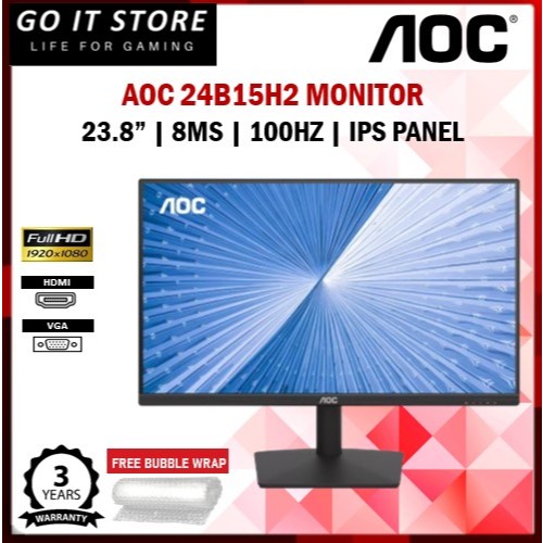AOC 24B15H2 (23.8”, 8MS, 100HZ, IPS PANEL) MONITOR | Shopee Malaysia