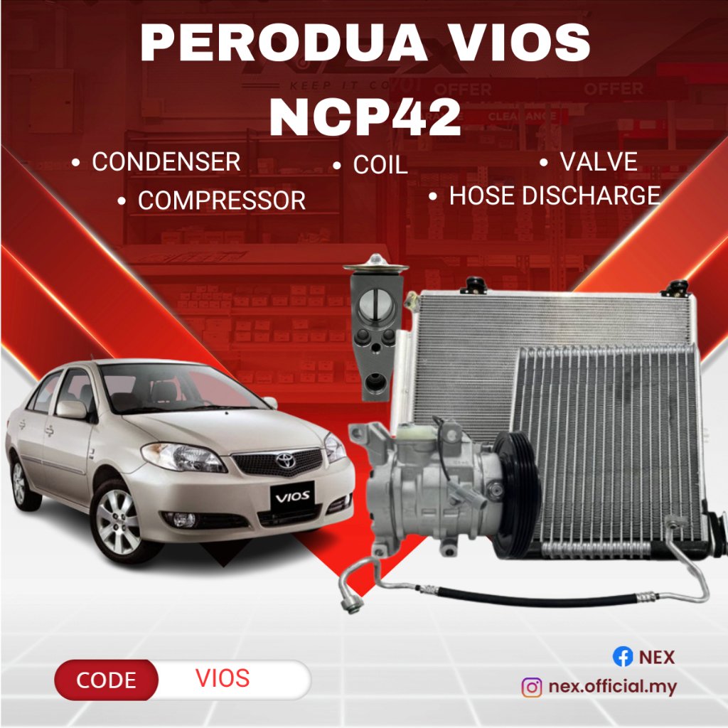 🔥PACKAGE MURAH🔥 TOYOTA VIOS 2003 NCP42 CAR AIRCOND SET(COMPRESSOR ...