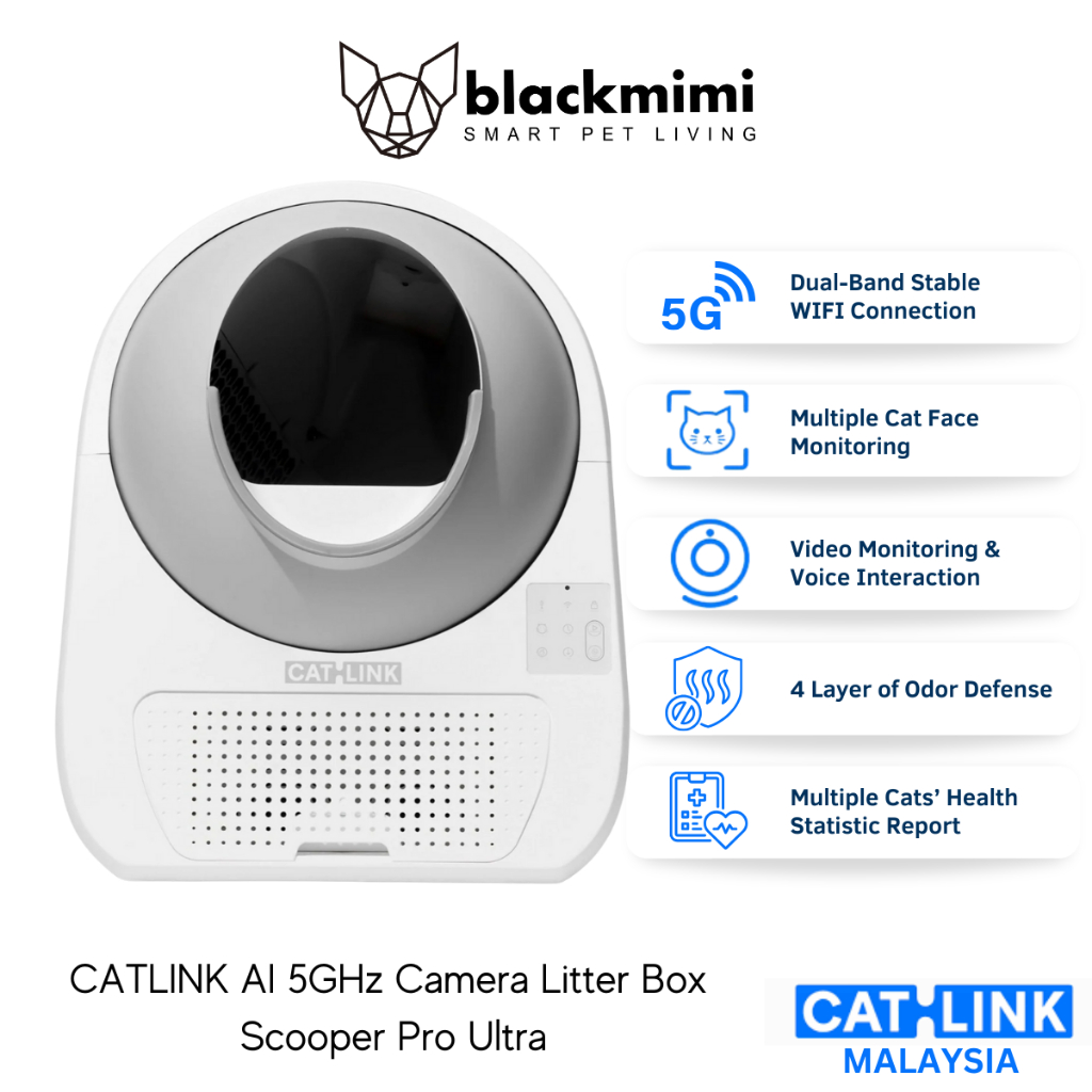 BlackMimi CATLINK AI 5GHz Camera Cat Litter Box - Scooper Pro Ultra | Shopee Malaysia