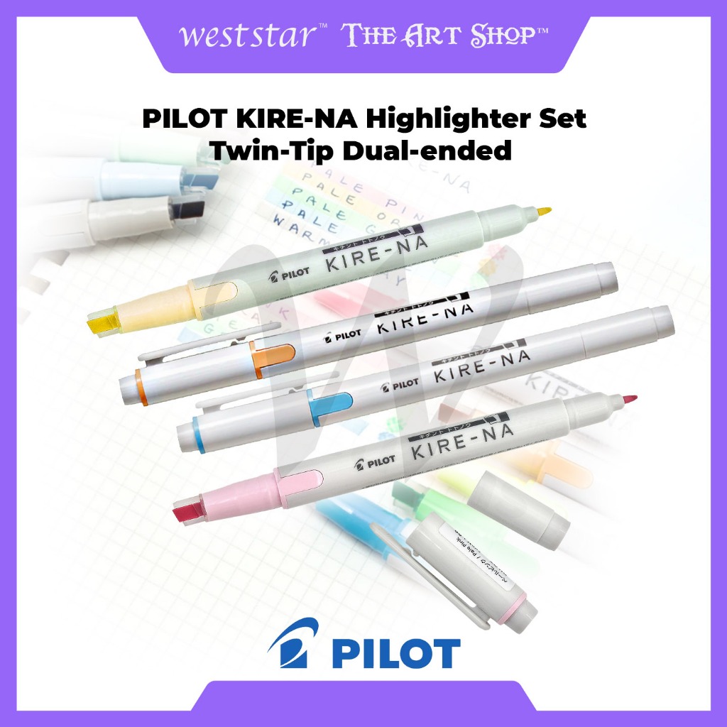 [WETAS] PILOT KIRE-NA Highlighter Set Twin-Tip Highliter Dual-ended ...