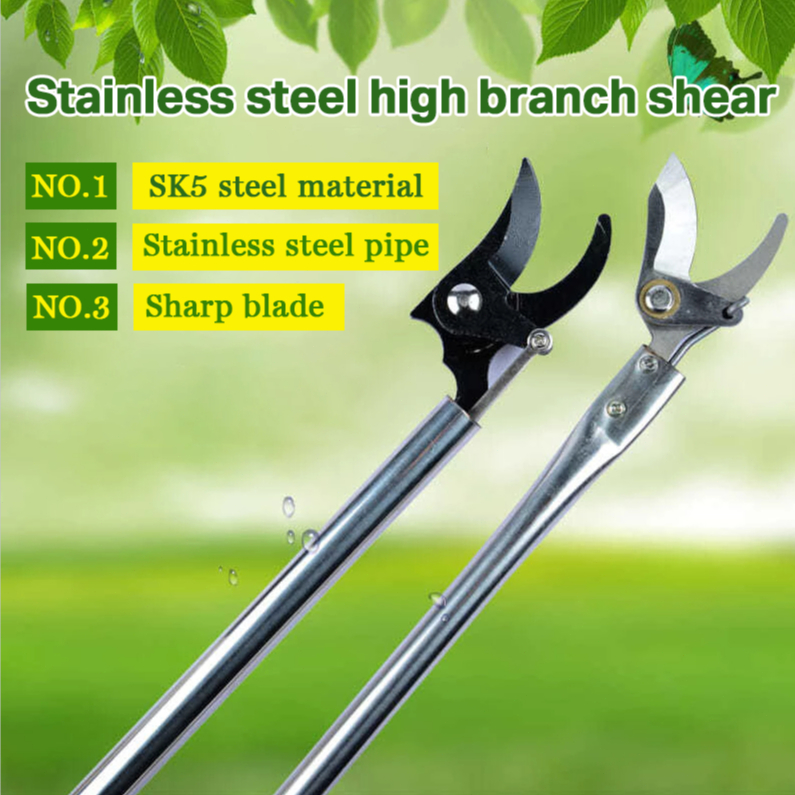 Stainless Steel Extended High Branch Shears Green Garden Shears Extended Scissors Extended Poles ...