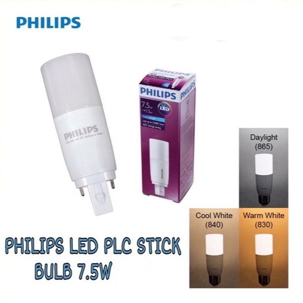 PHILIPS LED PLC Stick Bulb 7.5W 2 Pin G24D (830/840/865) Warm White ...