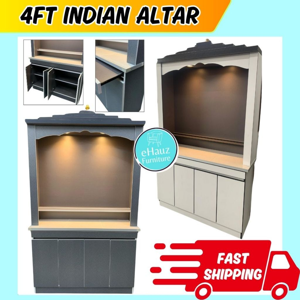 eHauz beautiful 4ft plywood Indian Prayer Altar- Almari Sembahyang ...
