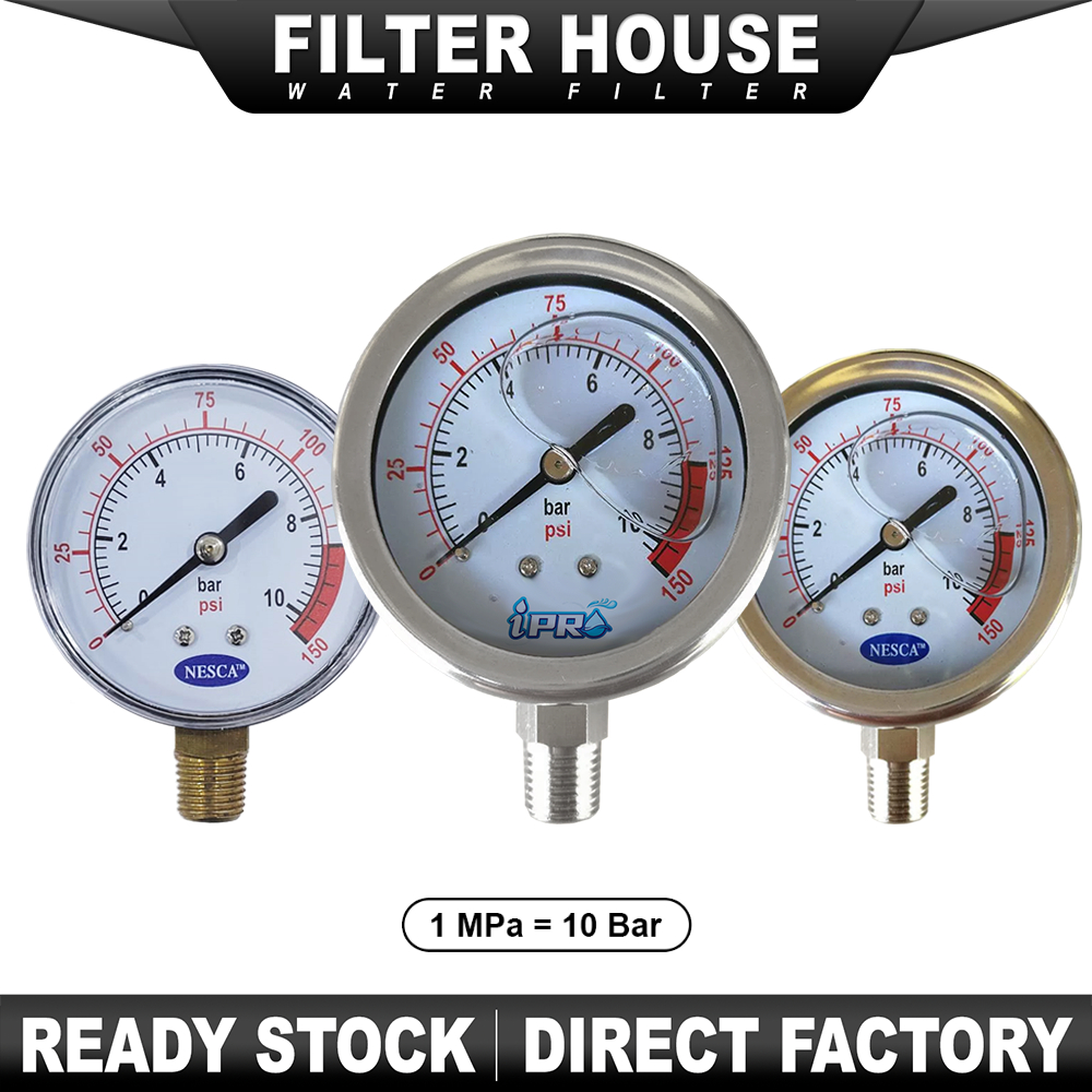 NESCA Original Hydraulic Filter Water Pressure Meter Gauge - Water ...