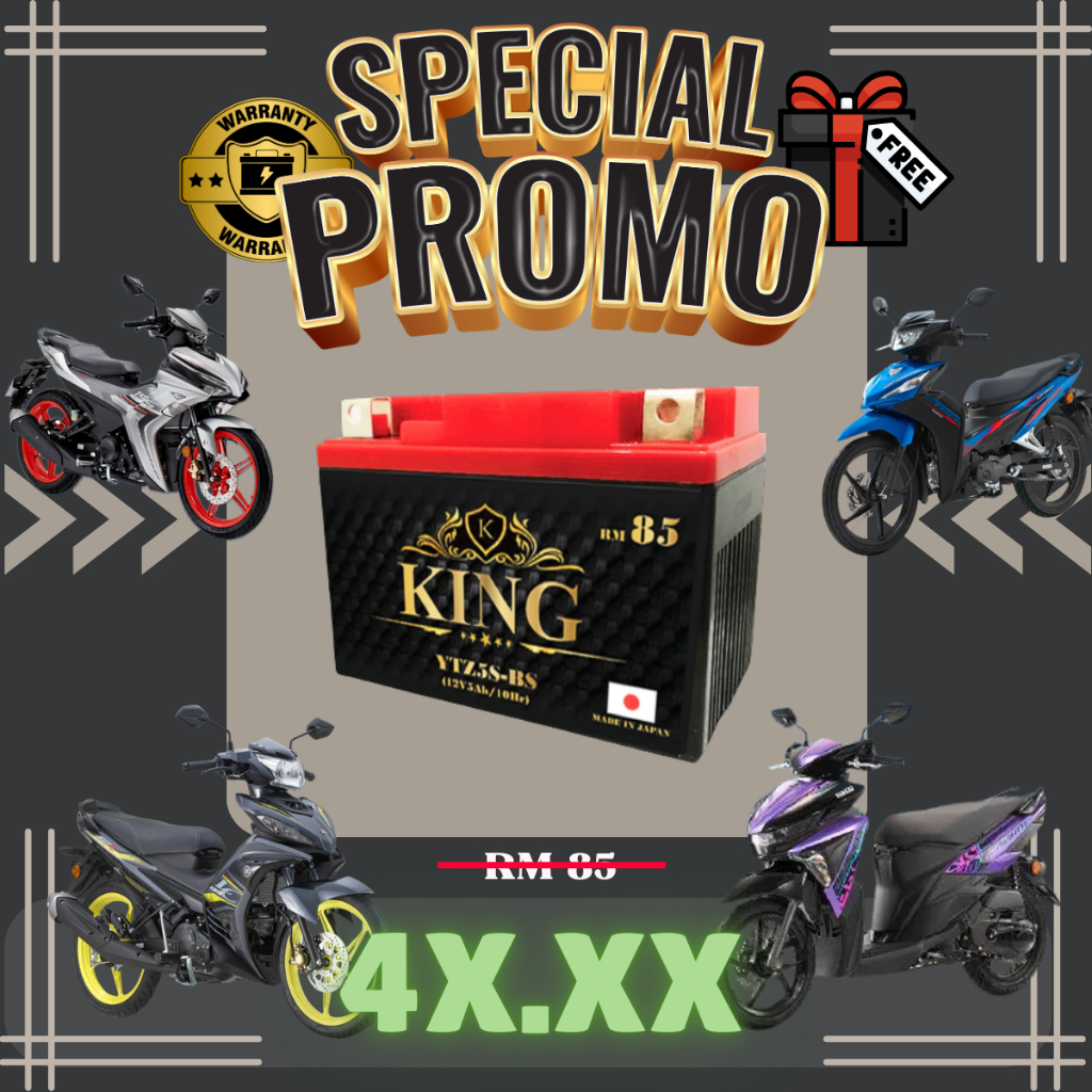 [WARRANTY] PROMO SALE KING YTZ5S MF BATTERY MOTORSIKAL BATERI EX5 DREAM LC135 V2-V8 Y15ZR SRL115 ...