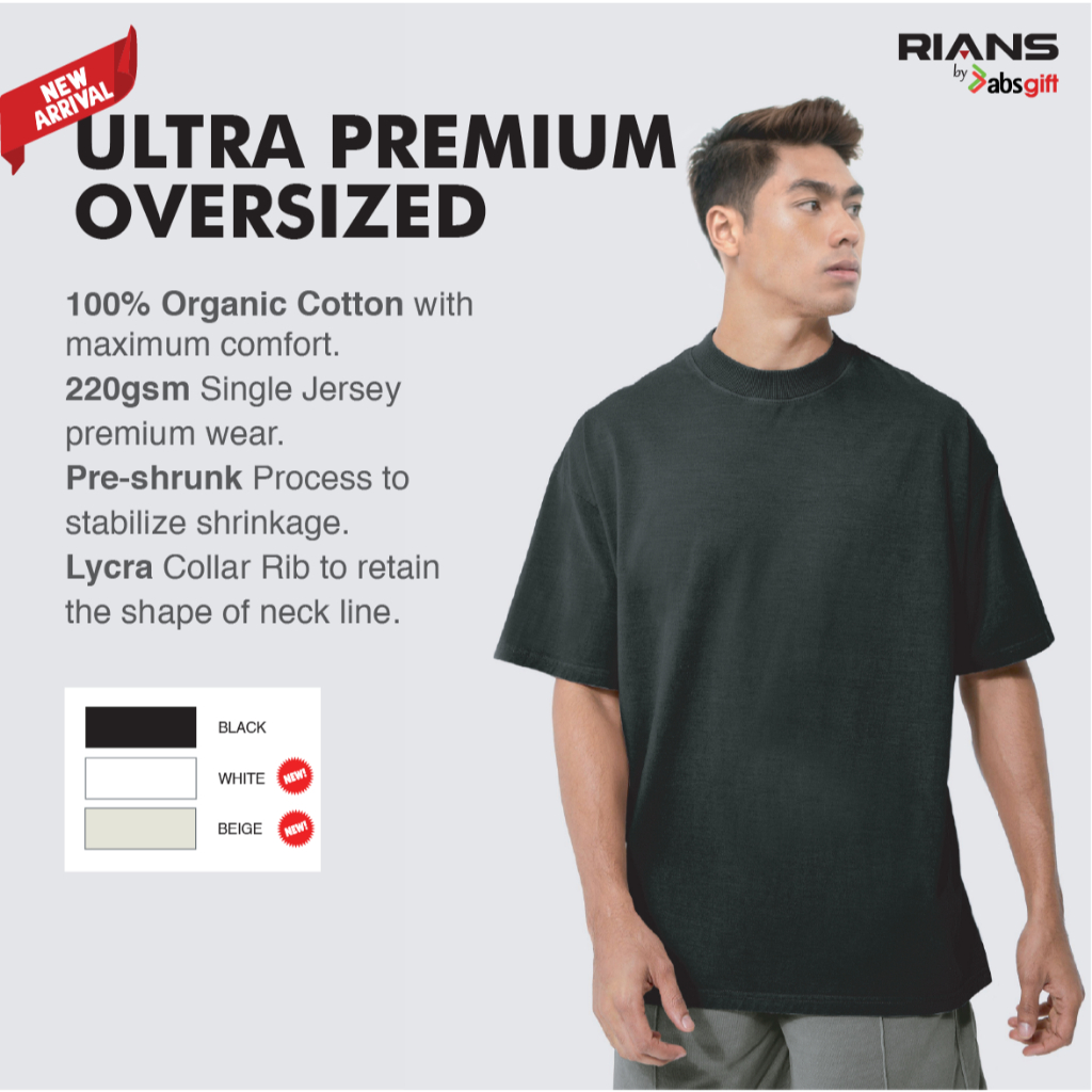 RIANS ULTRA OVERSIZE PREMIUM BLACK WHITE BEIGE (READY STOCK) | Shopee ...