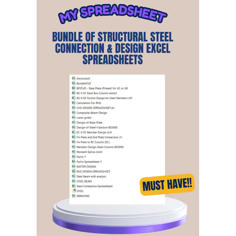 Bundle of structural steel connection & Design excel Spreadsheets | Shopee Malaysia