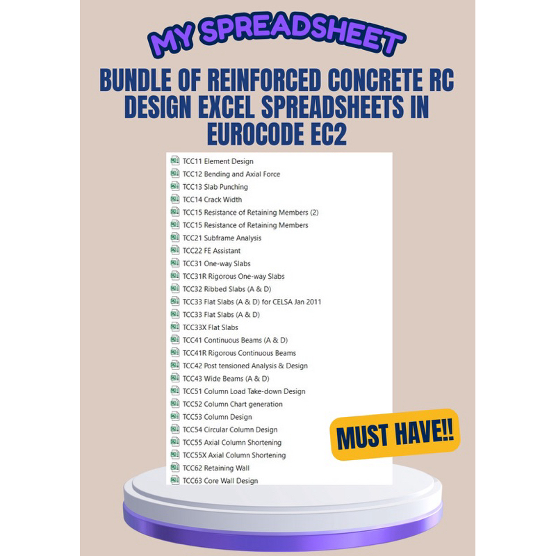 Bundle of reinforced concrete rc Design excel Spreadsheets in eurocode ...