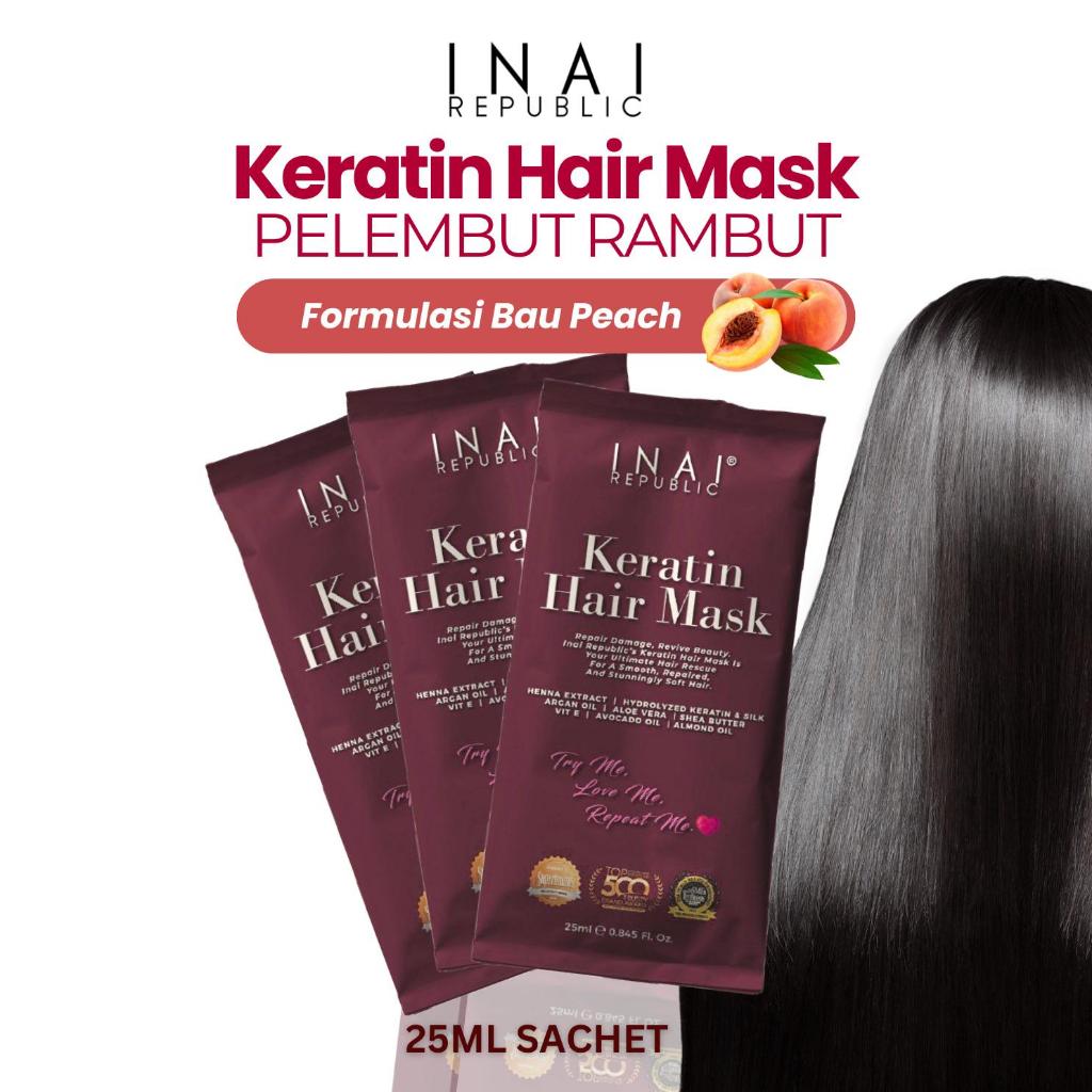 3PCS SACHET KERATIN HAIR MASK INAI REPUBLIC- PELEMBUT RAMBUT BAU PEACH ...