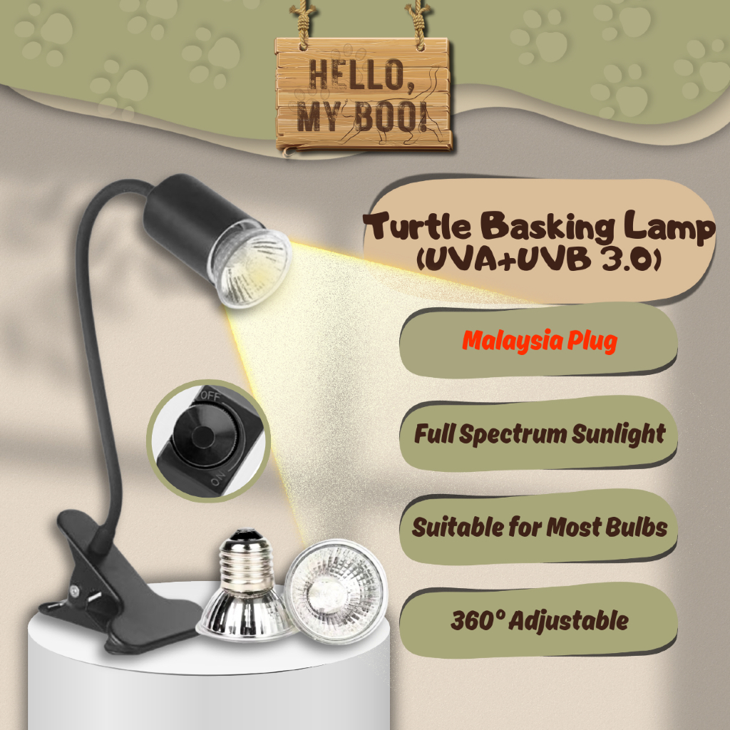 Turtle UVB+UVA Basking Lamp | Malaysia Plug | Reptile Heat Lamp | 乌龟晒背灯 | Basking Platform ...