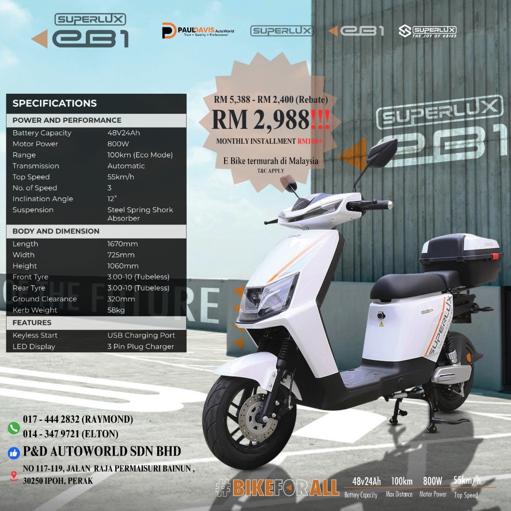 EvBike SuperLux EB1 (JPJ approved Reg On the Road) | Shopee Malaysia