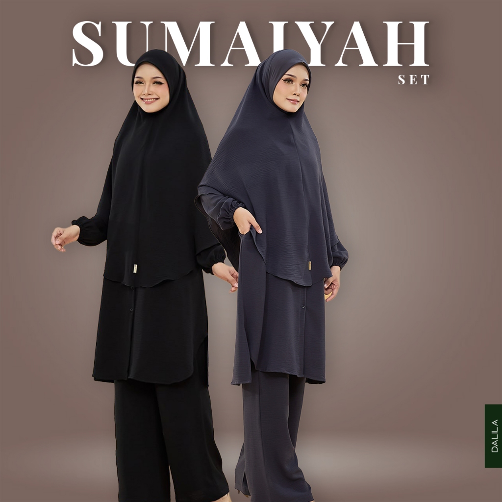 Dalila Set Khimar Sumaiyah Baju Seluar Suit Humaira Material Cey Crepe Suit Muslimah Wanita for ...
