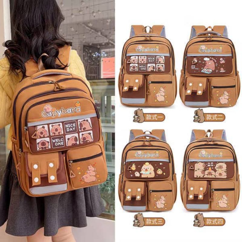 Beg Galas Capybara Comel 40cm | Beg Sekolah Rendah Kanak-Kanak Lelaki ...