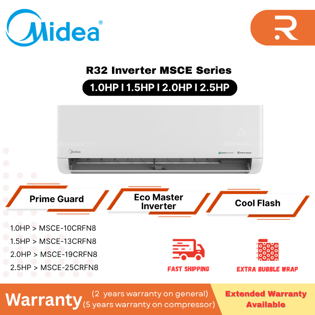 MIDEA MSCE Series Inverter 1.0HP/ 1.5HP/ 2.0HP Air Conditioner MSCE ...