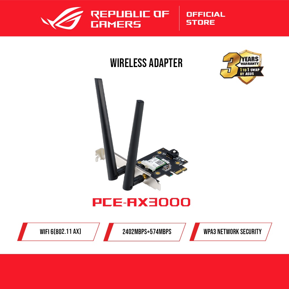 ASUS AX3000 Dual Band PCI-E WiFi 6 (802.11ax). Supporting 160MHz ...