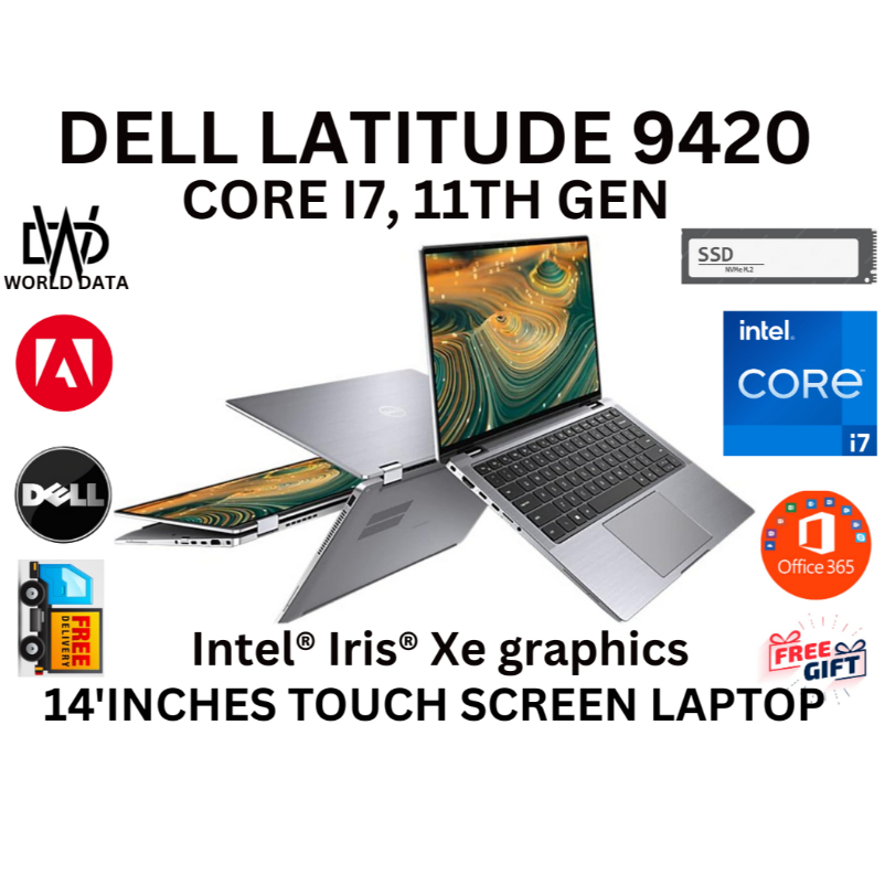 Dell(TOUCH SCREEN) Latitude9420 2560x1600 QHD+Core i7-1185G7-512GB SSD ...