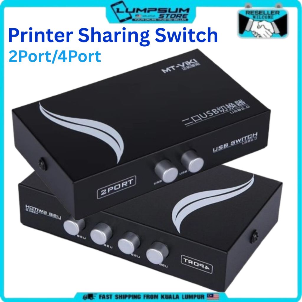 (M'sia Ready Stock) 2 Port/4 Port Push Button USB 2.0 Printer Sharing ...