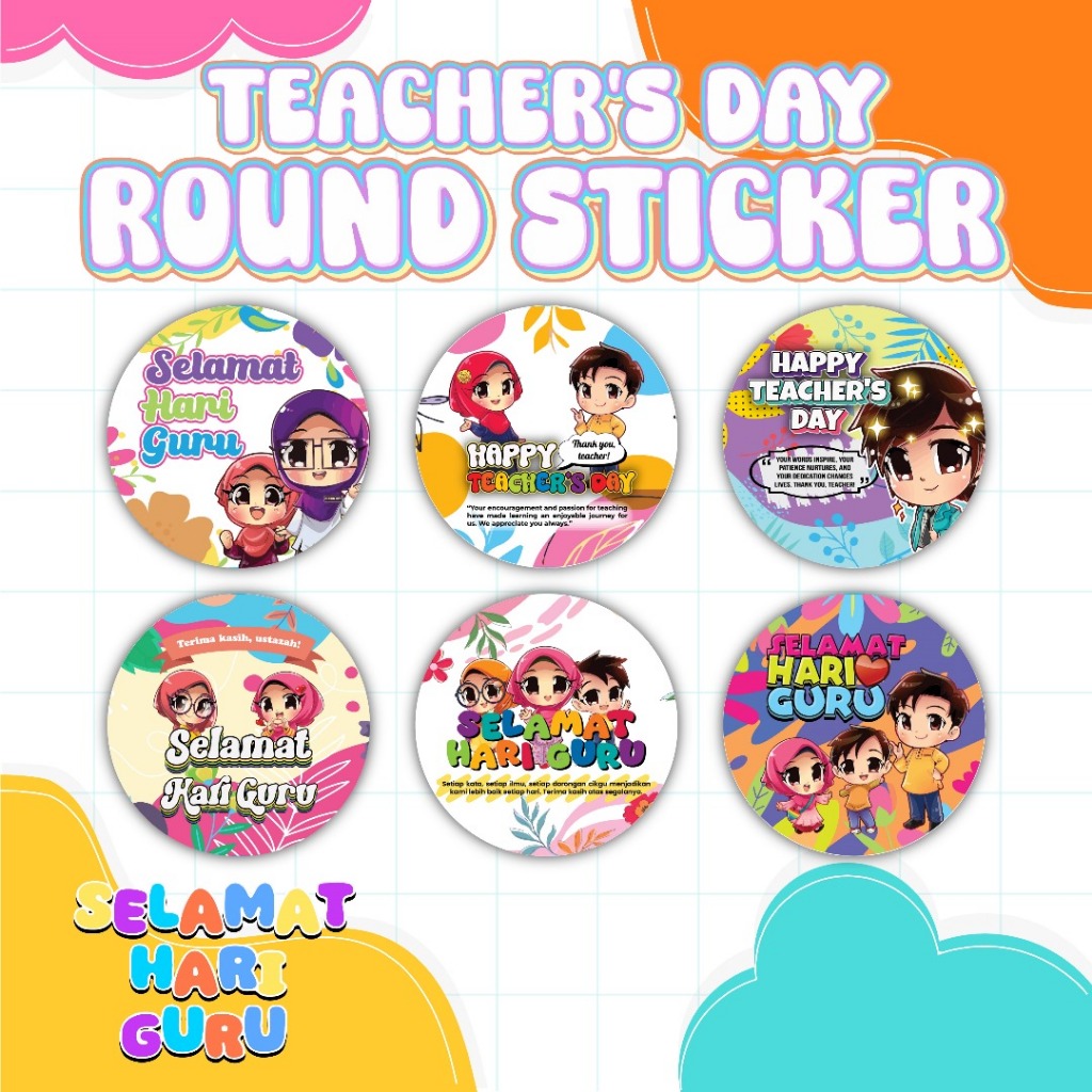 [24PCS] STICKER HARI GURU BULAT | HADIAH HARI GURU | READY STOCK ...