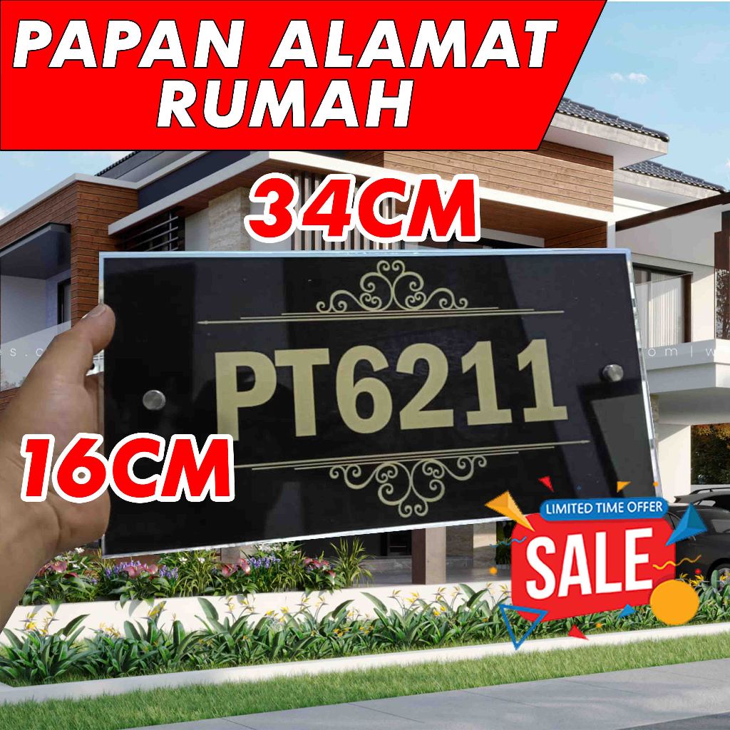 Door Plate Nombor Rumah Acrylic House Number Plate Custom Papan Tanda ...