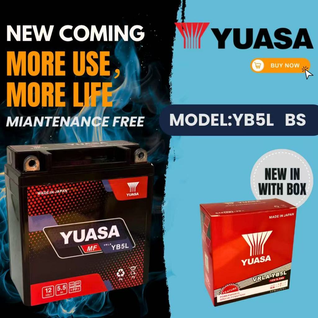 YUASA YB5L YB5 BATTERY MOTORCYCLE LC135 V1 EGO NOUVO KRISS EX5 DREAM E ...