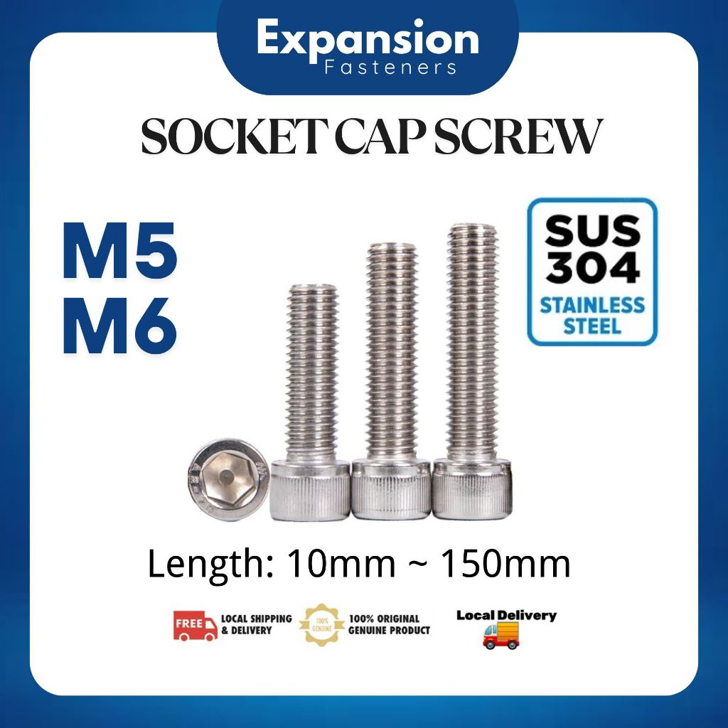 Hex Socket Cap Head Screws 304 Stainless Steel SHINY SURFACE Allen Bolt ...