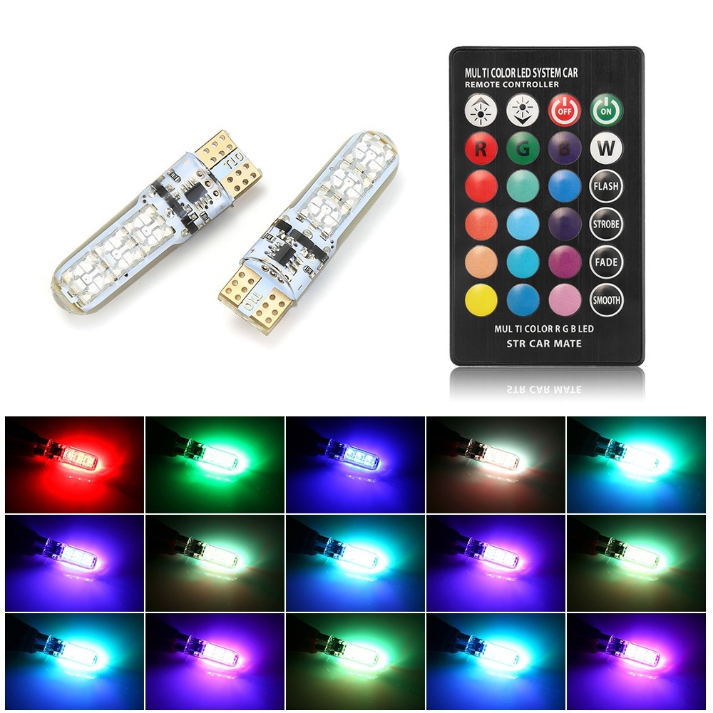 T10 W5W LED MULTICOLOUR LED BULB 5050 SMD CAR LIGHT WITH REMOTE CONTROL ...