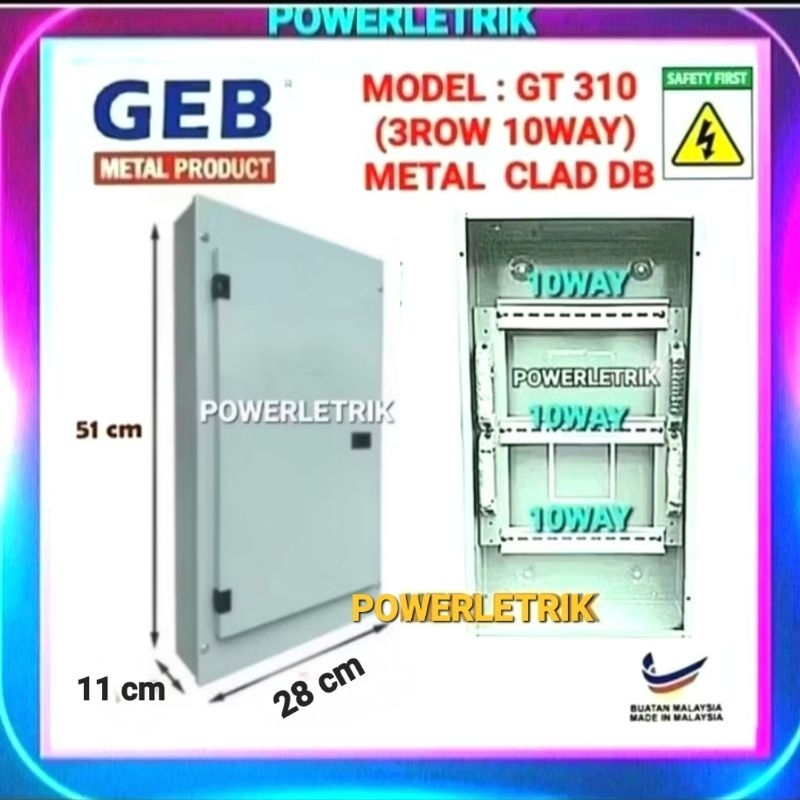 🔥READY STOCK🔥 GEB GT 310 3 ROW 30 WAY MCB DISTRIBUTION BOX OR 30 WAY ...